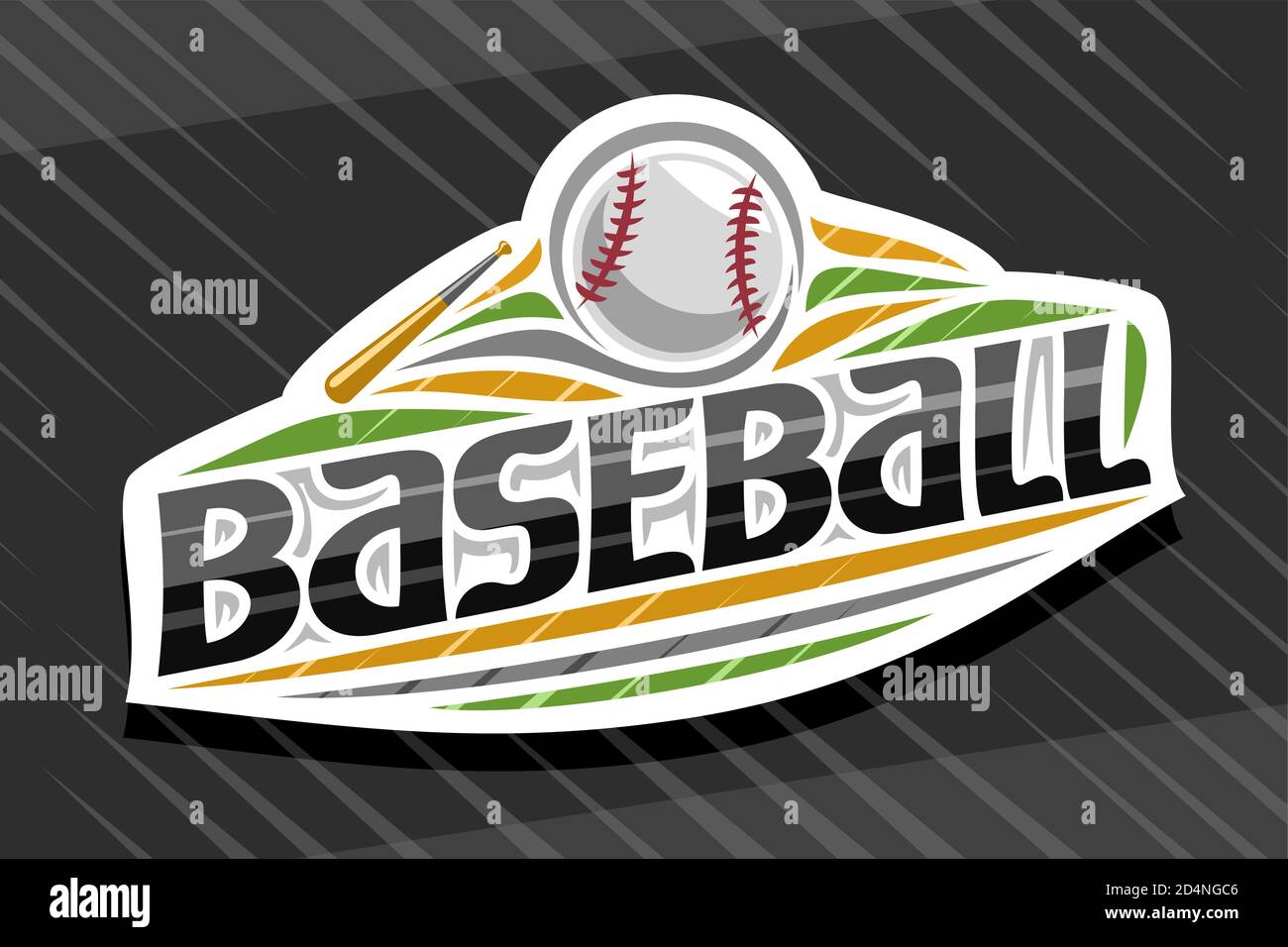 Vector logo for Baseball Sport, white modern emblem with illustration ...
