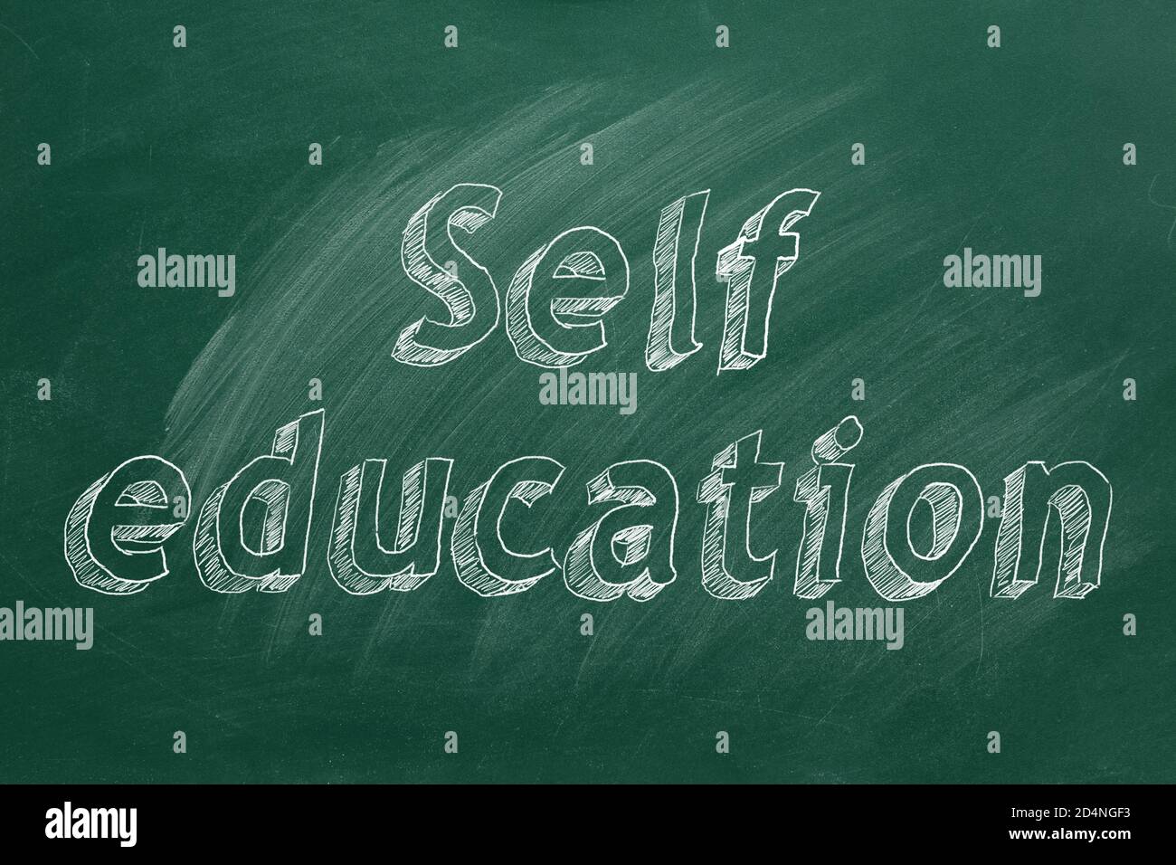 Hand drawing "Self education" on green chalkboard Stock Photo - Alamy