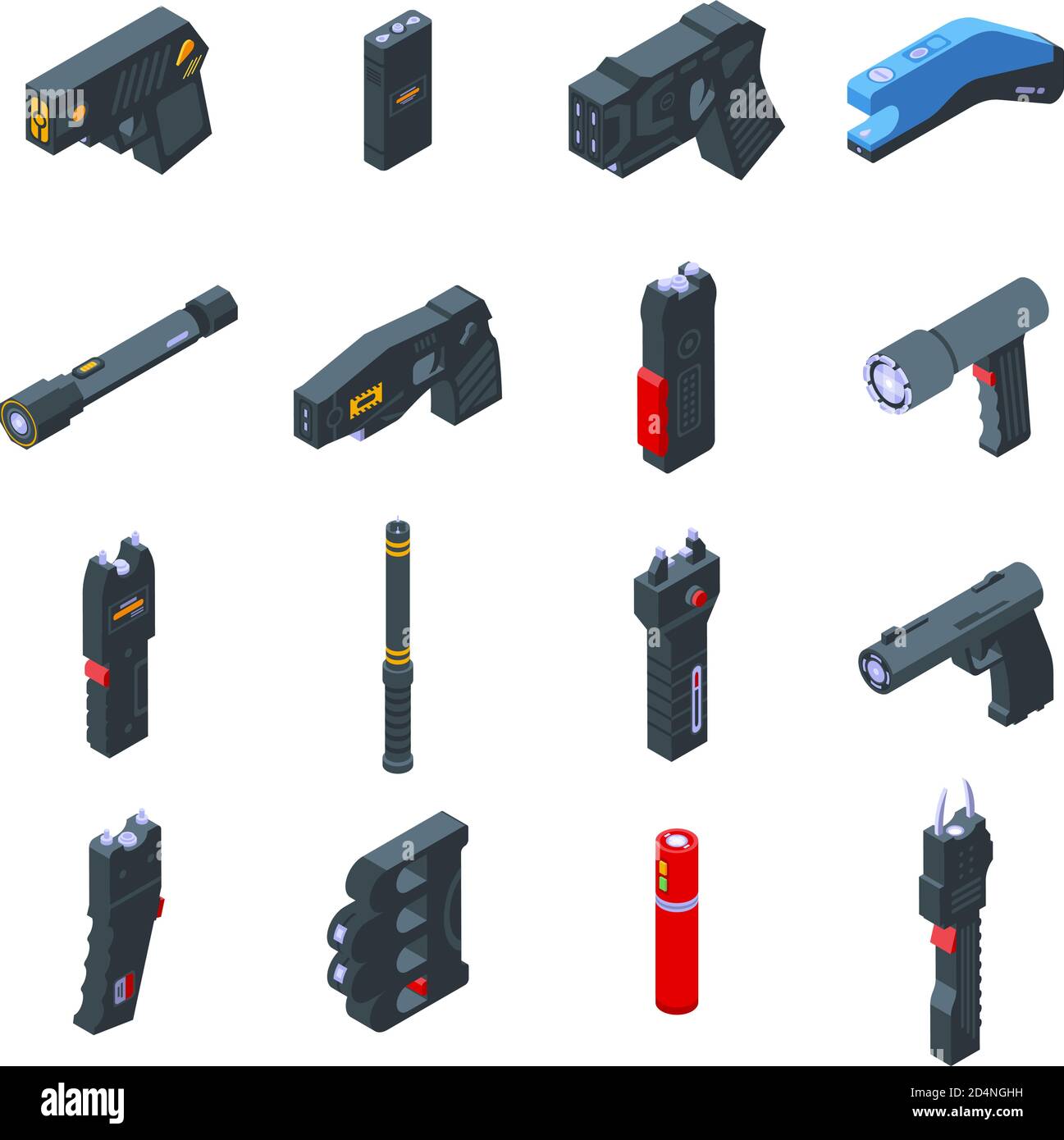 Taser icons set, isometric style Stock Vector Image & Art - Alamy