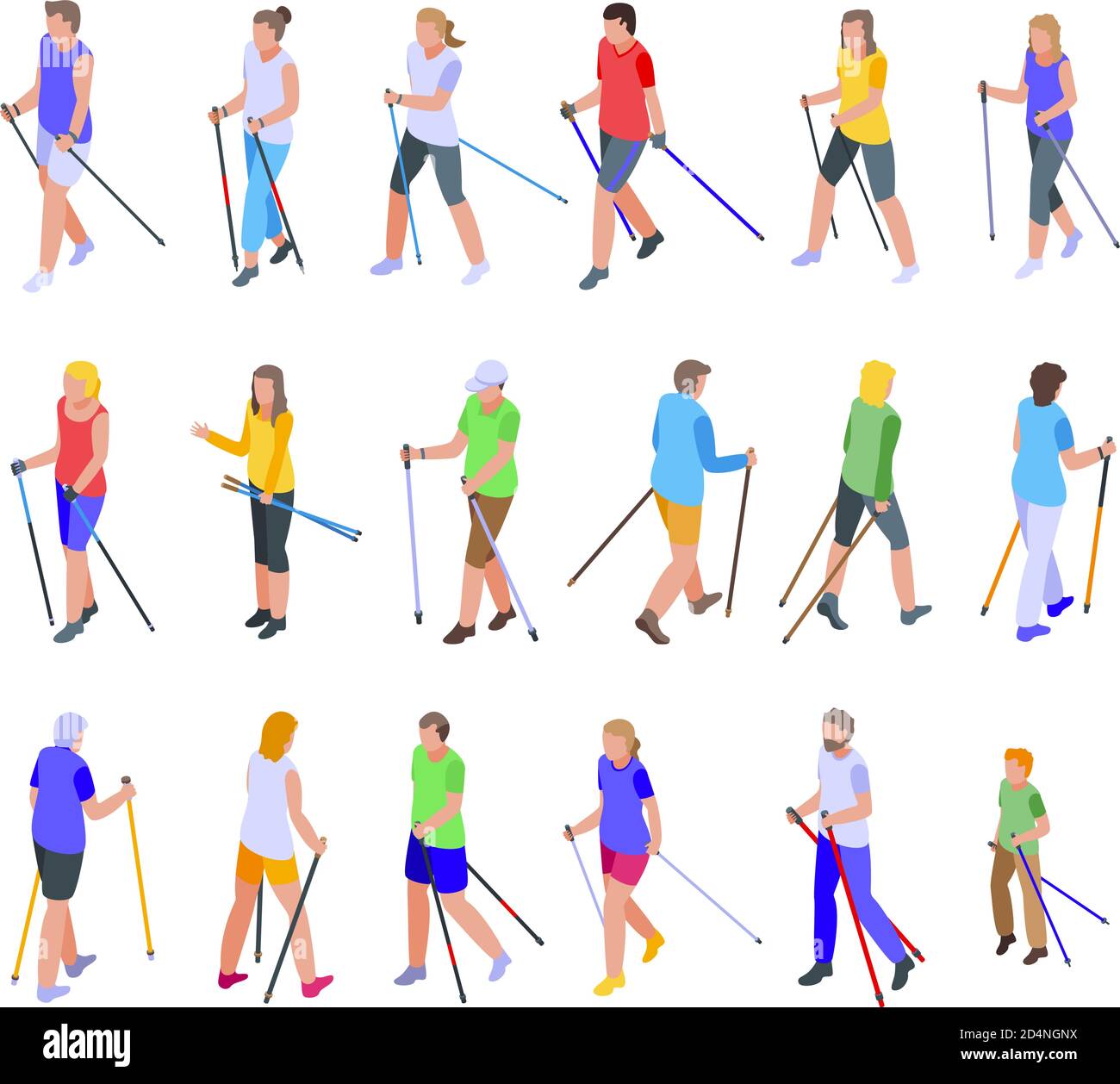 Nordic walking icons set, isometric style Stock Vector Image & Art - Alamy