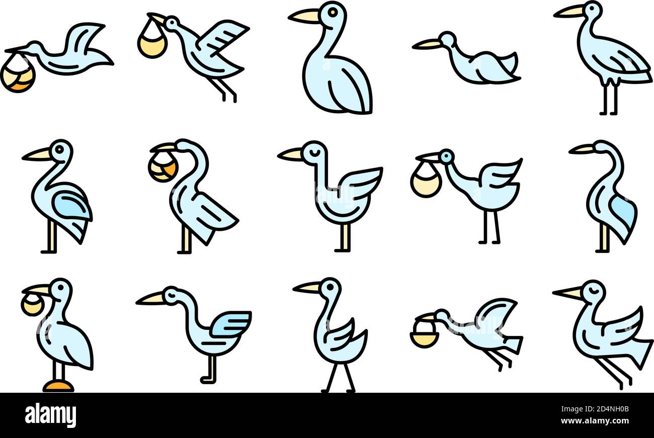Stork icons set vector flat Stock Vector Image & Art - Alamy