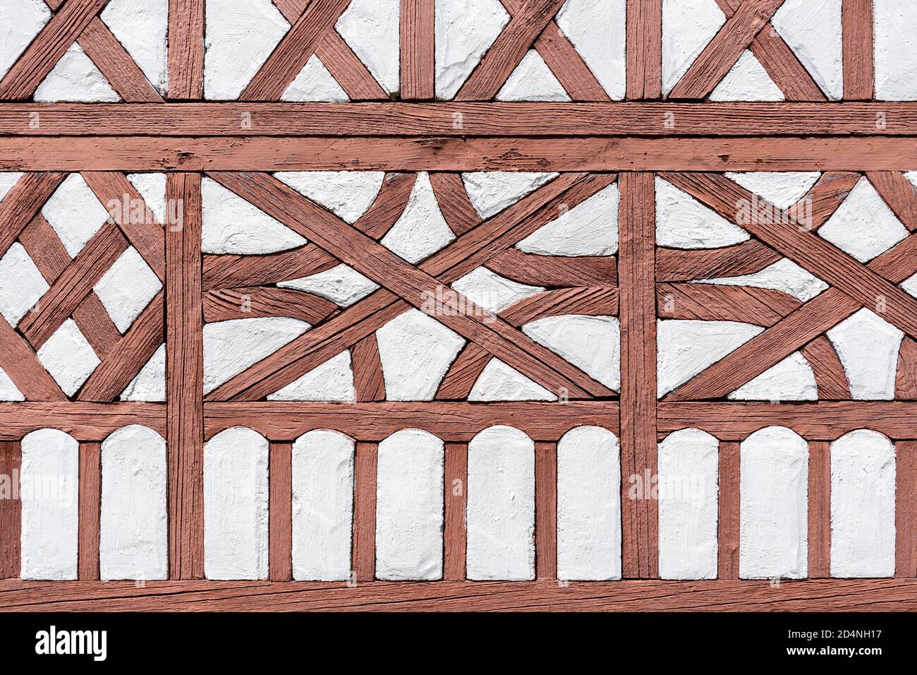 Roughly worked and weathered model building timber-framed outdoors ...