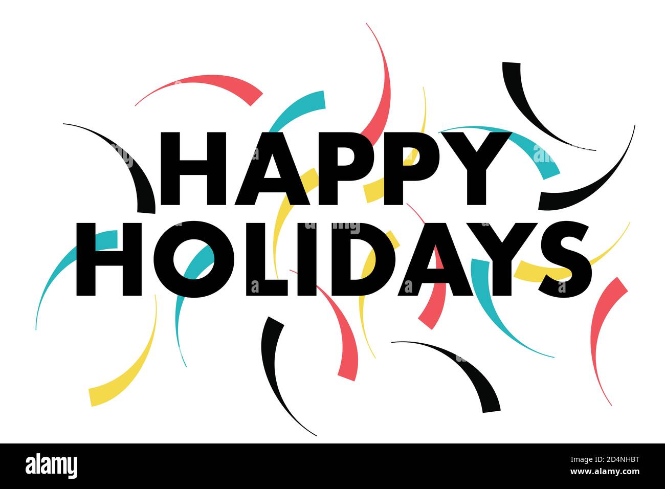 Modern, playful graphic design of a saying "Happy Holidays" with ...