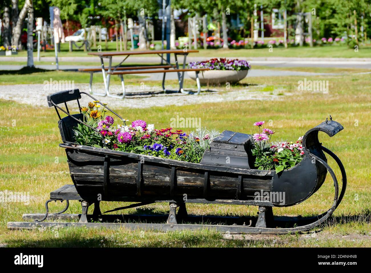 bench in park, in Sweden Scandinavia North Europe Stock Photo - Alamy
