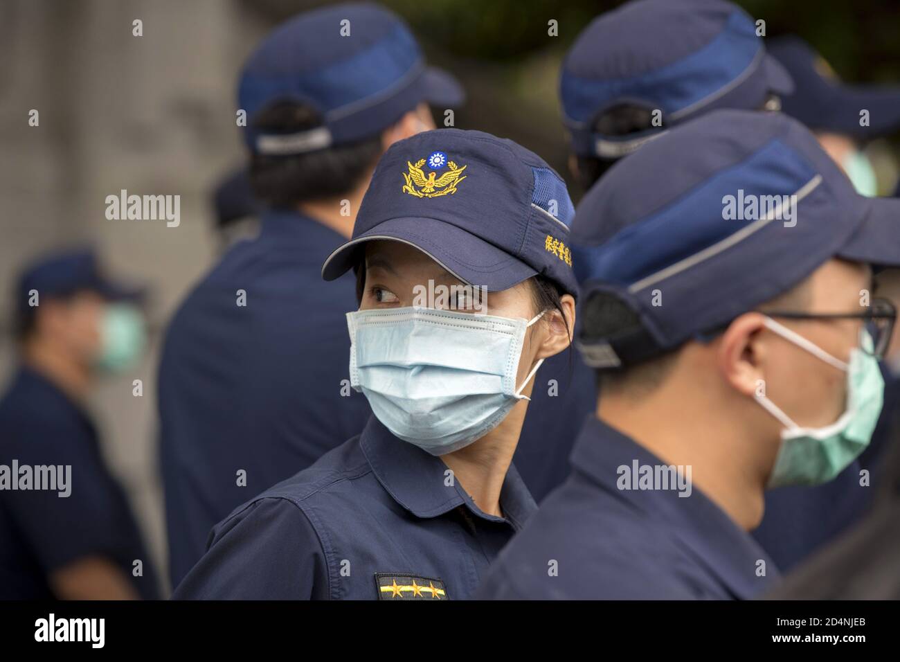 Taipei, Taiwan. 10th Oct, 2020. Taiwanese police keep watch during the ...