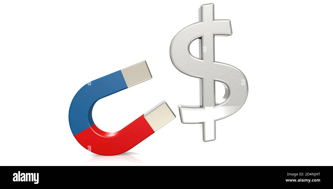 Horseshoe magnet attract dollar sign, 3D rendering Stock Photo - Alamy