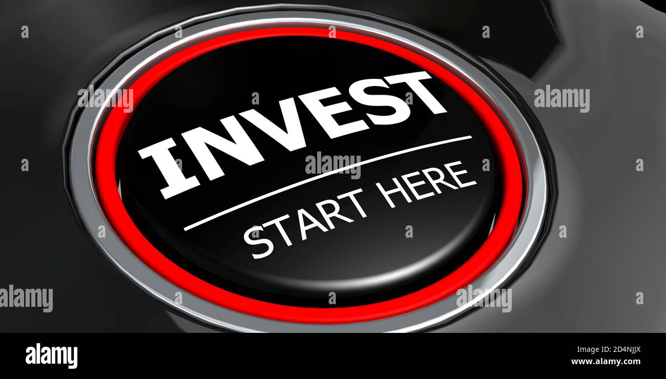 Invest start here button on black background, 3d rendering Stock Photo ...