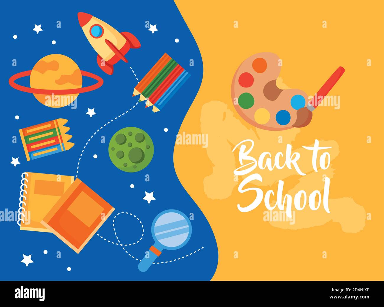 Back To School Poster With Vector Illustration Design Stock Vector back-to-school-poster-with-vector-illustration-design-stock-vector