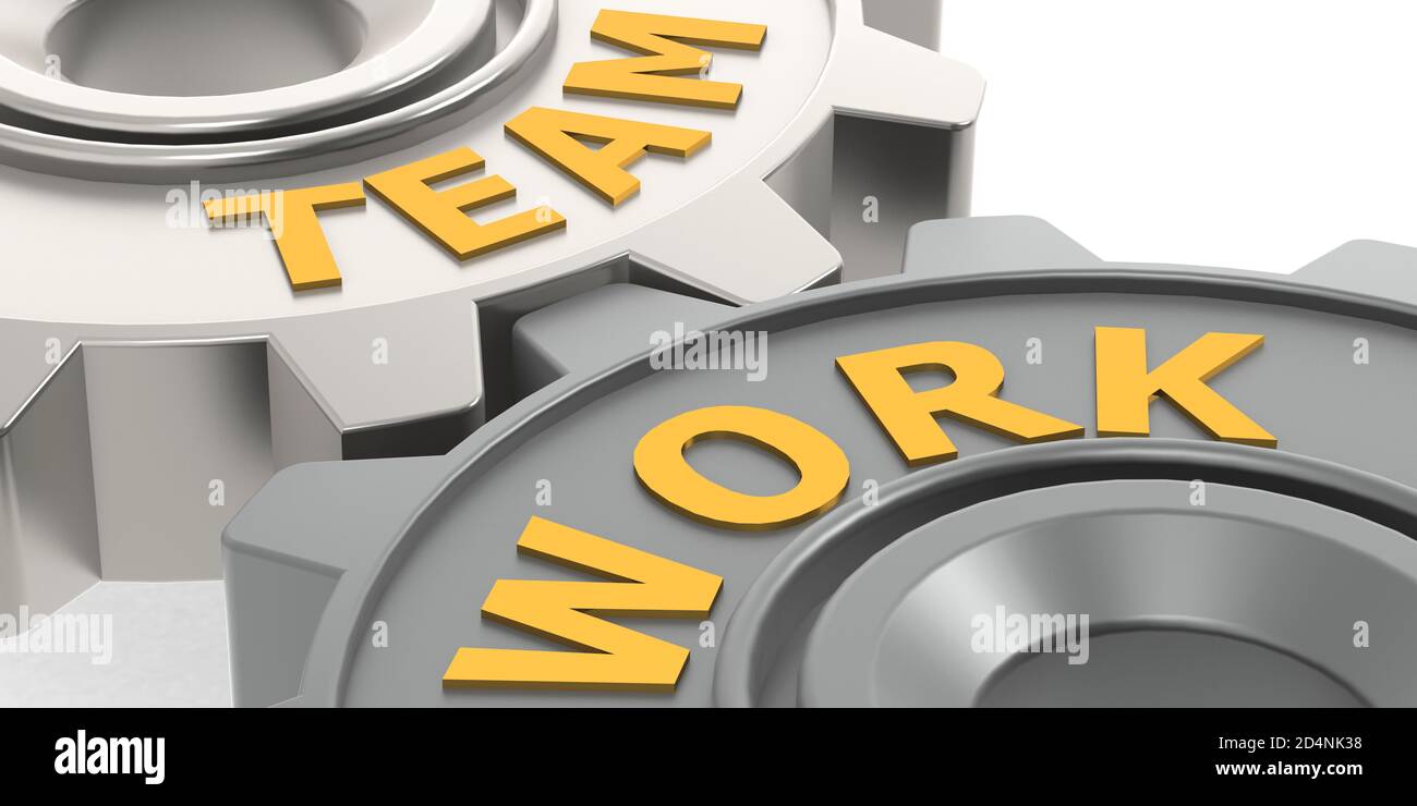 Team work word on the metal gears, 3D rendering Stock Photo - Alamy
