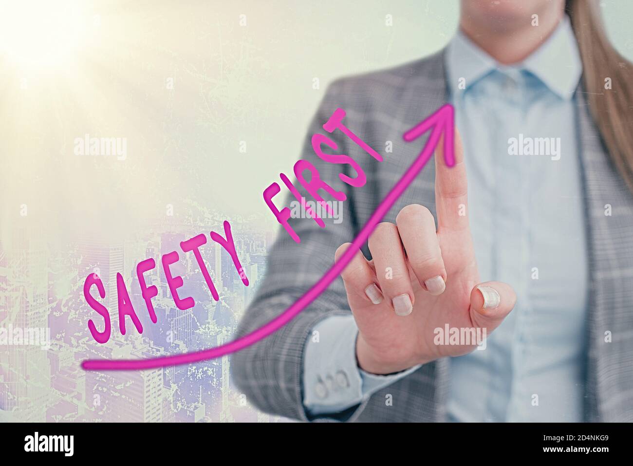 Conceptual hand writing showing Safety First. Concept meaning used to ...