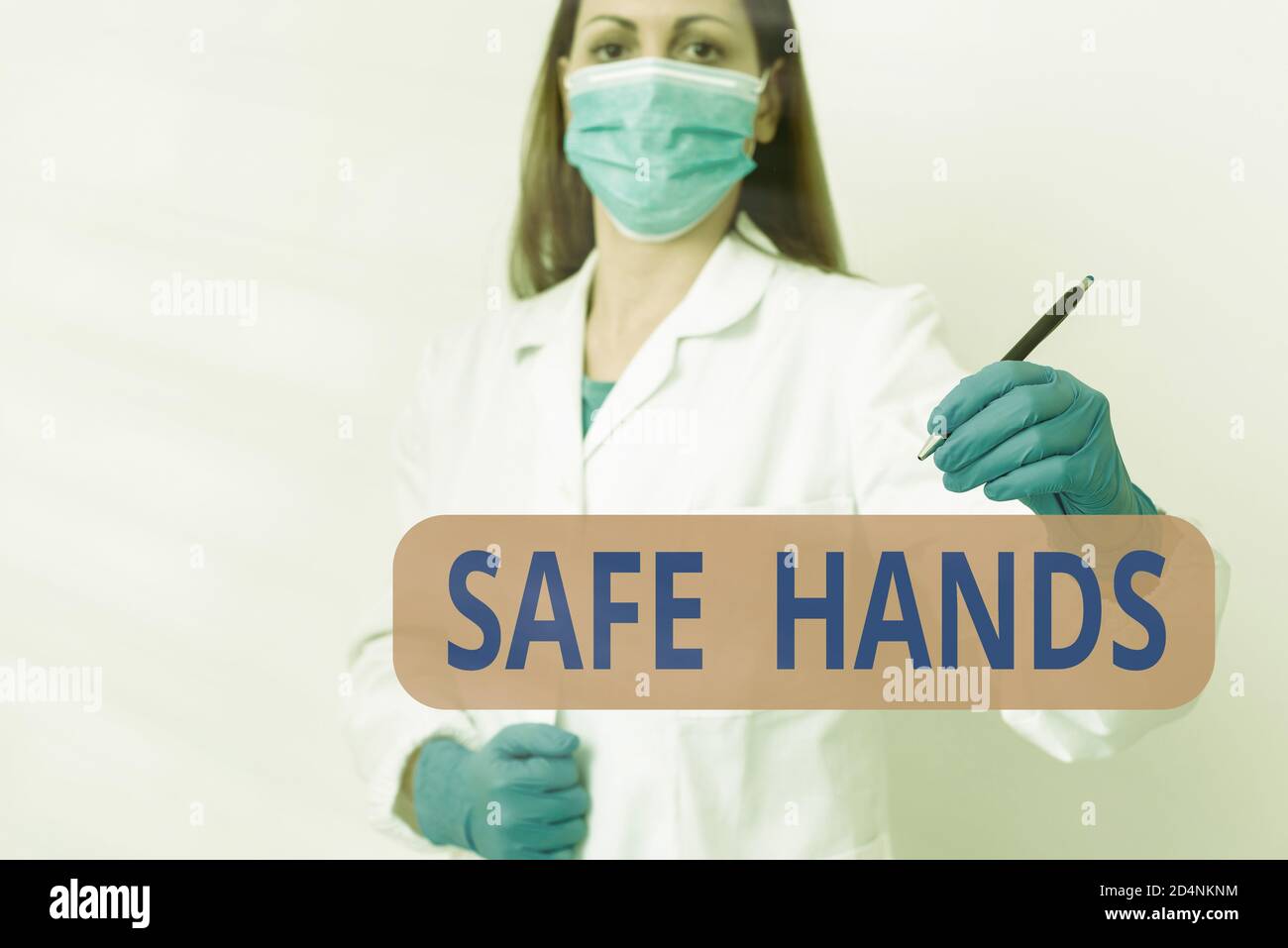 Writing note showing Safe Hands. Business concept for Ensuring the ...