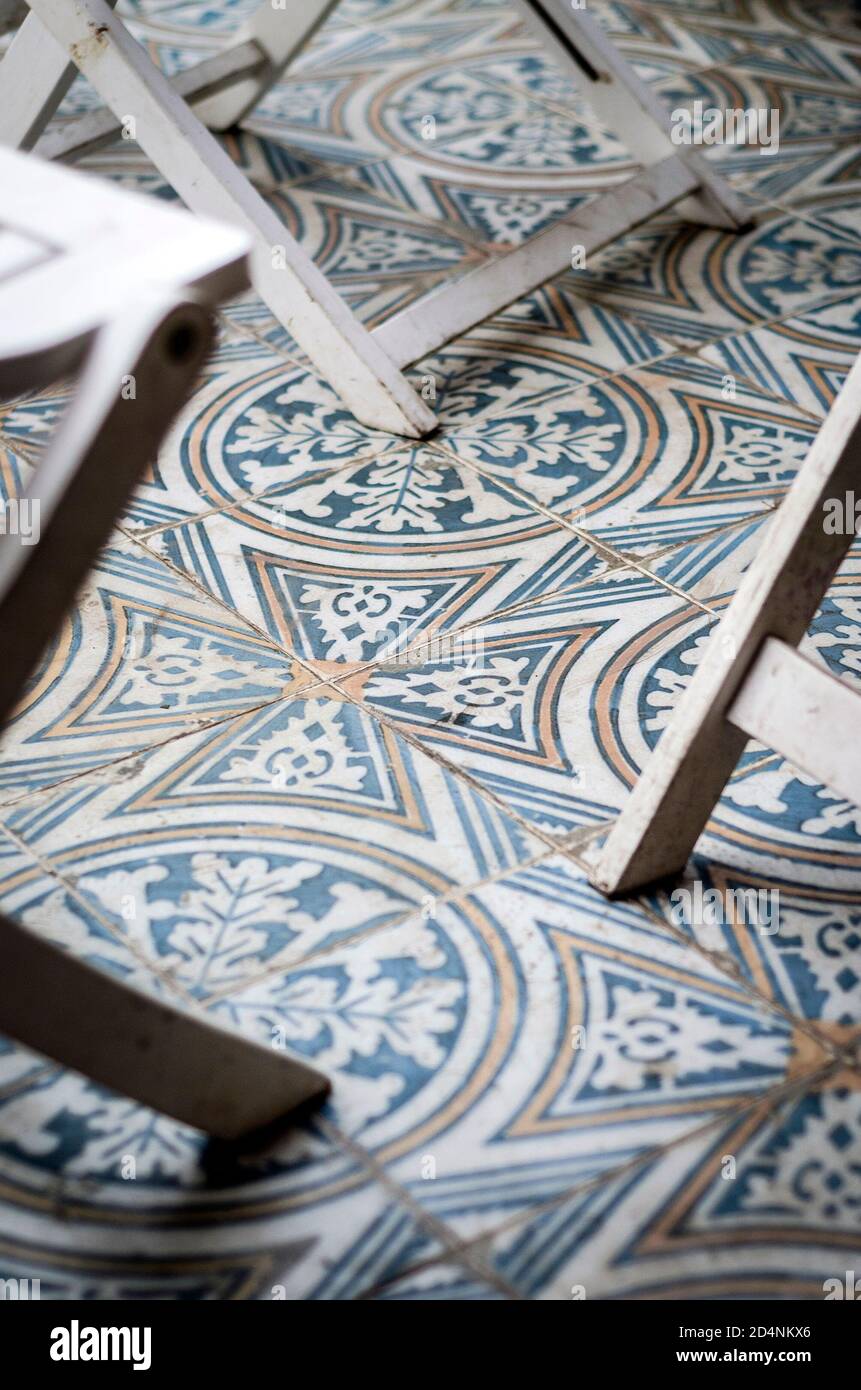 traditional design old rustic floor tiles detail in seville andalucia ...