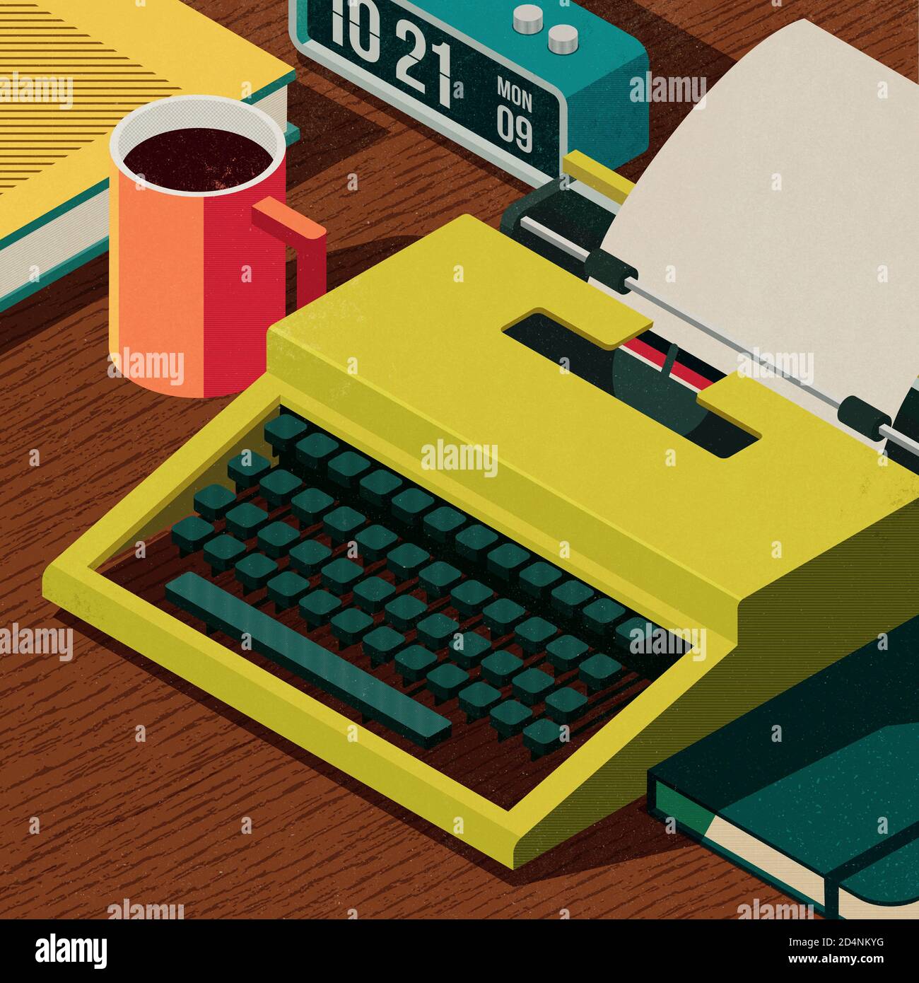 Professional creative writer workspace with vintage typewriter on a ...