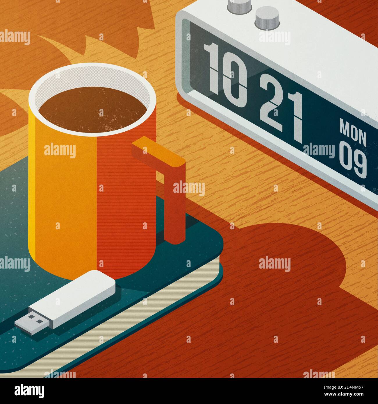 3D illustration. Relaxing coffee break at home in the morning ...