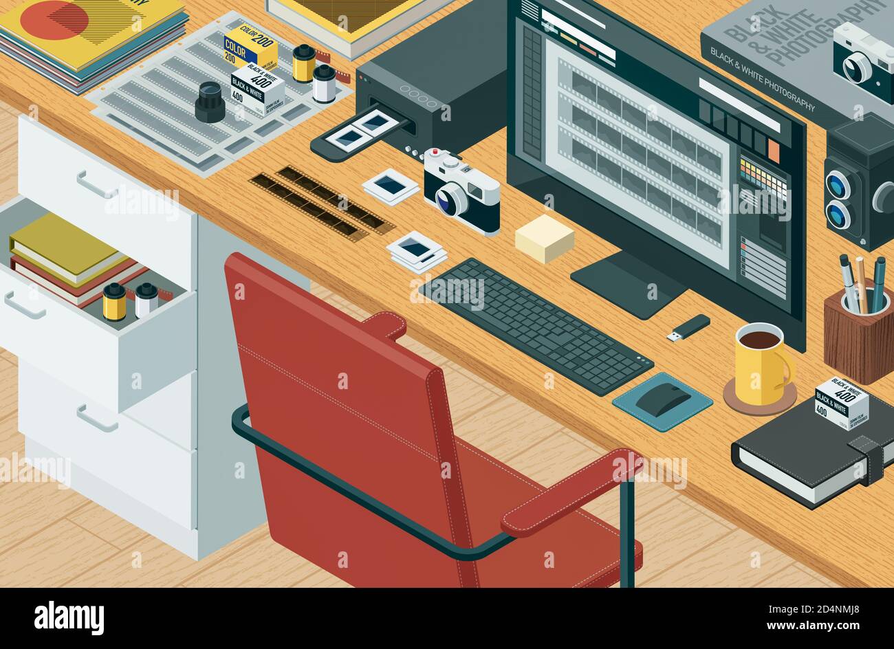 3D illustration. Analogue photography and slide scanning: professional ...