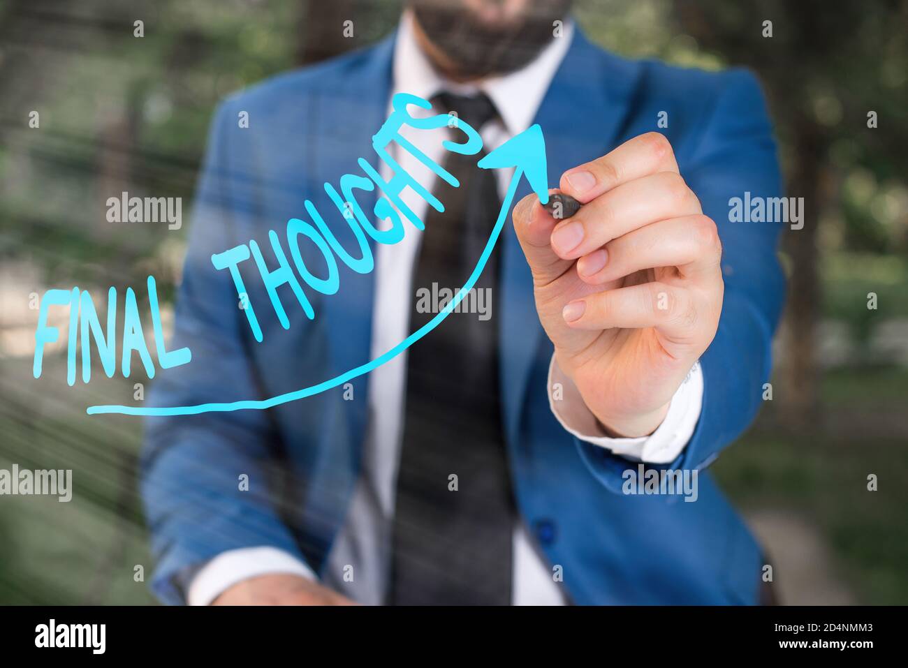 Conceptual hand writing showing Final Thoughts. Concept meaning the ...