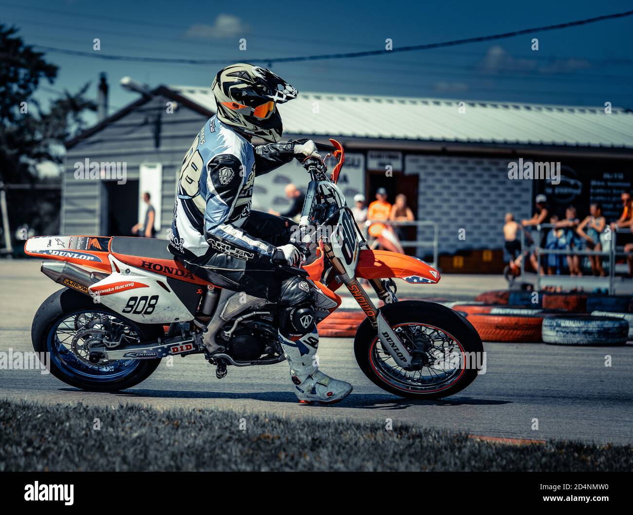 05-08-2020 Riga, Latvia Motard motorcycle in corner of track Stock ...