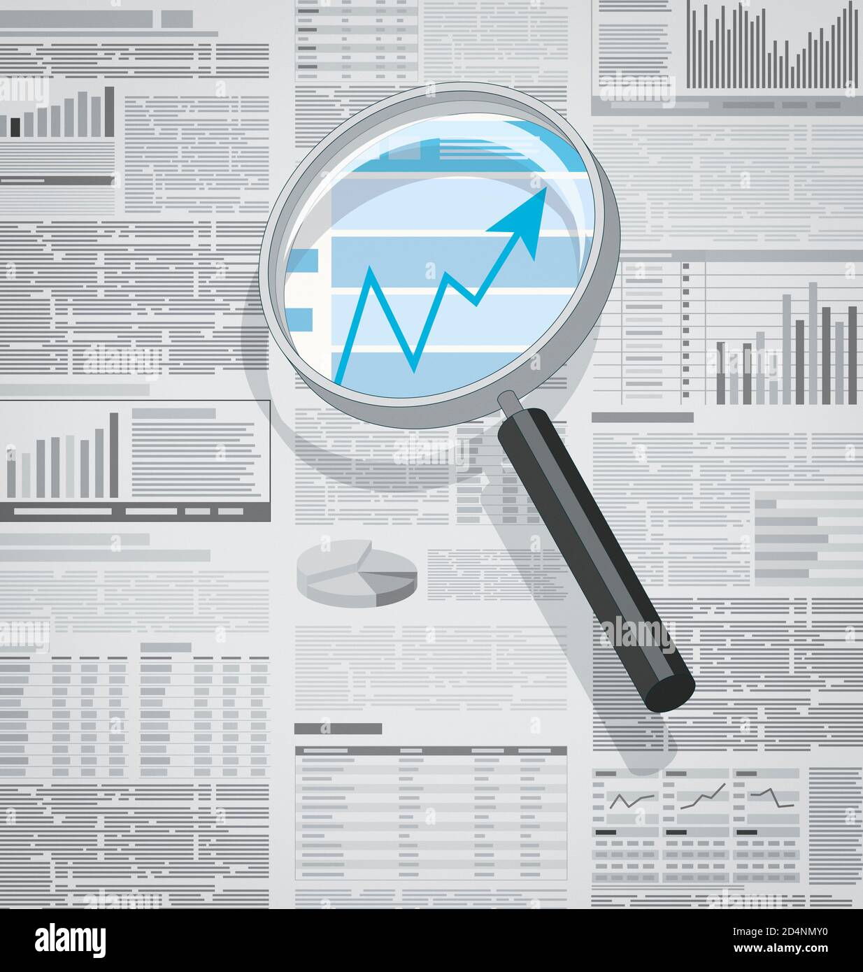 Financial analysis on a business report using a magnifier: positive ...