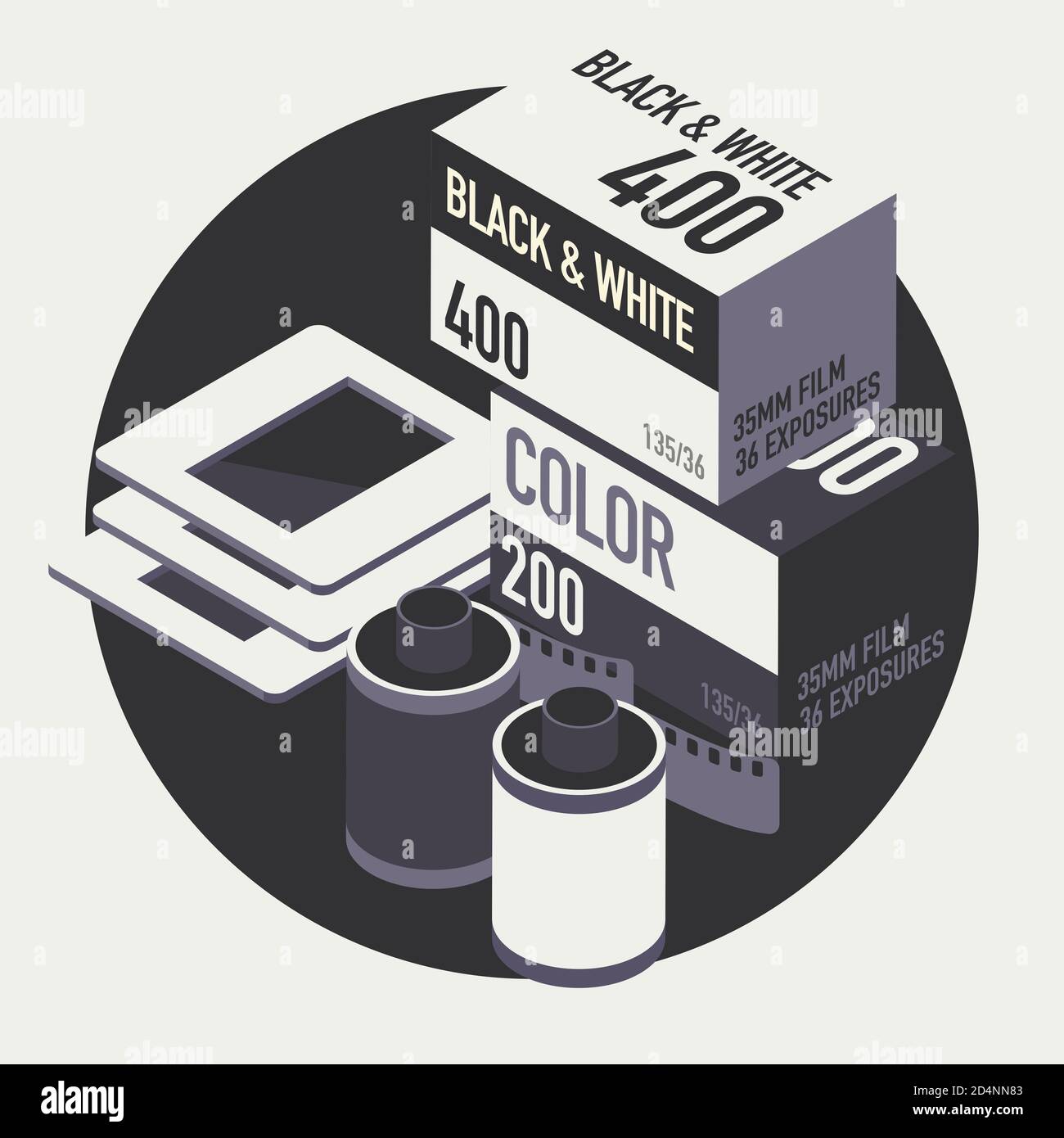 Vintage analog camera equipment: roll films and slide films, 3D ...
