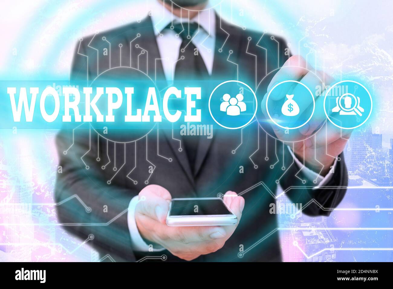 Text sign showing Workplace. Business photo showcasing place such as a ...