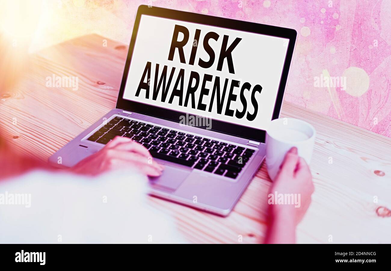Text sign showing Risk Awareness. Business photo showcasing recognizing ...