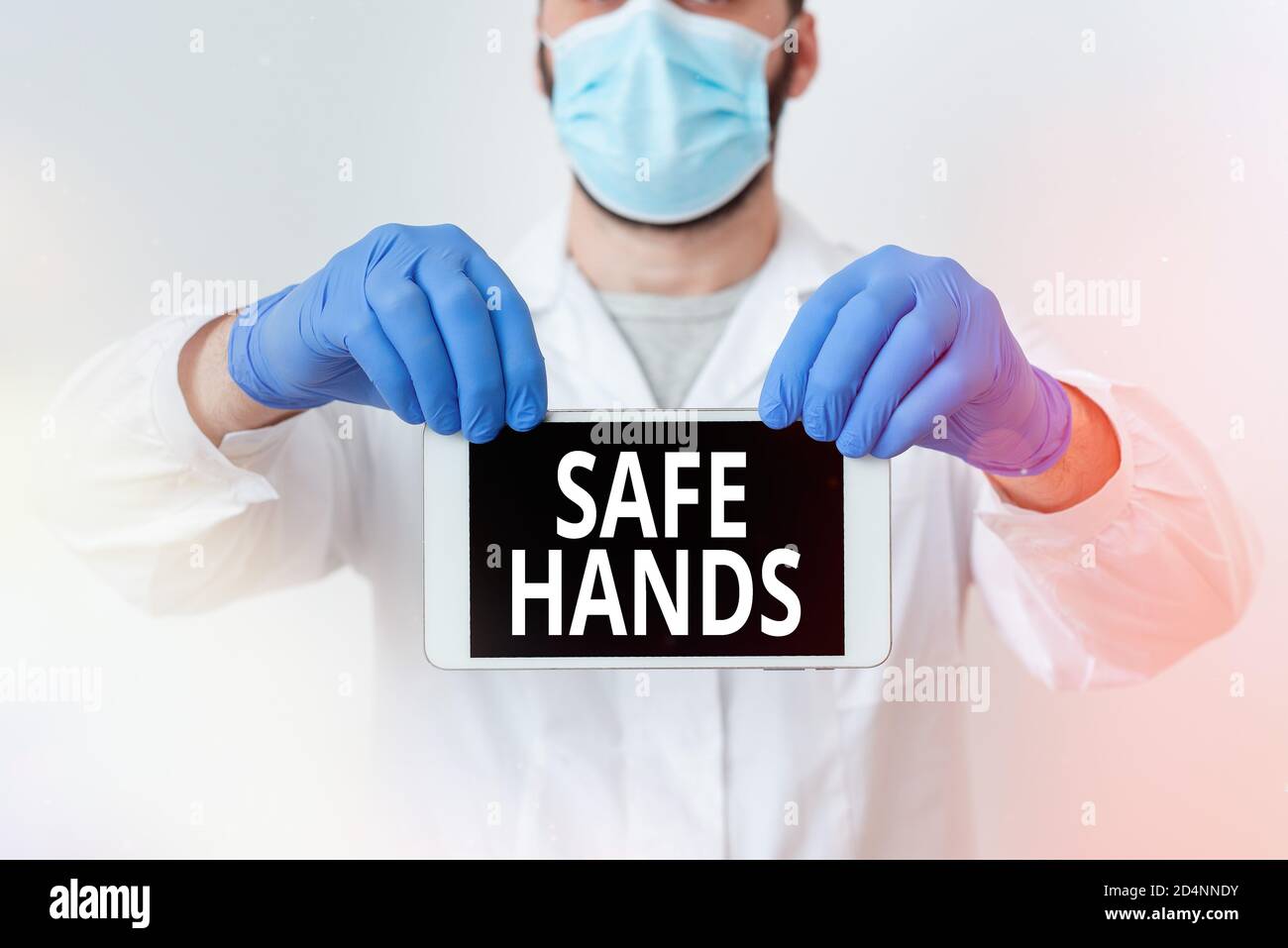 Text sign showing Safe Hands. Business photo text Ensuring the ...