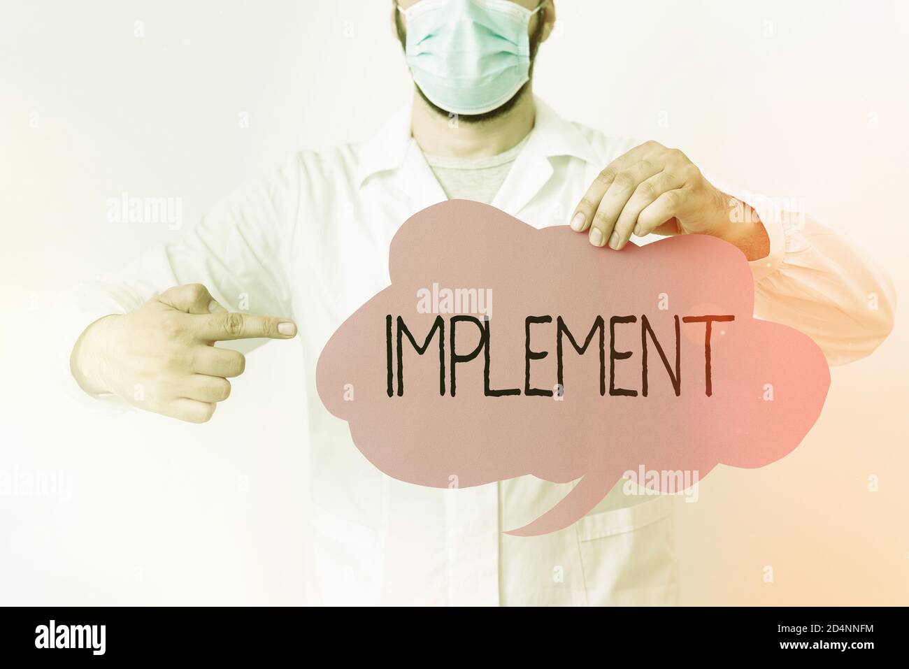 Writing note showing Implement. Business concept for to provide ...