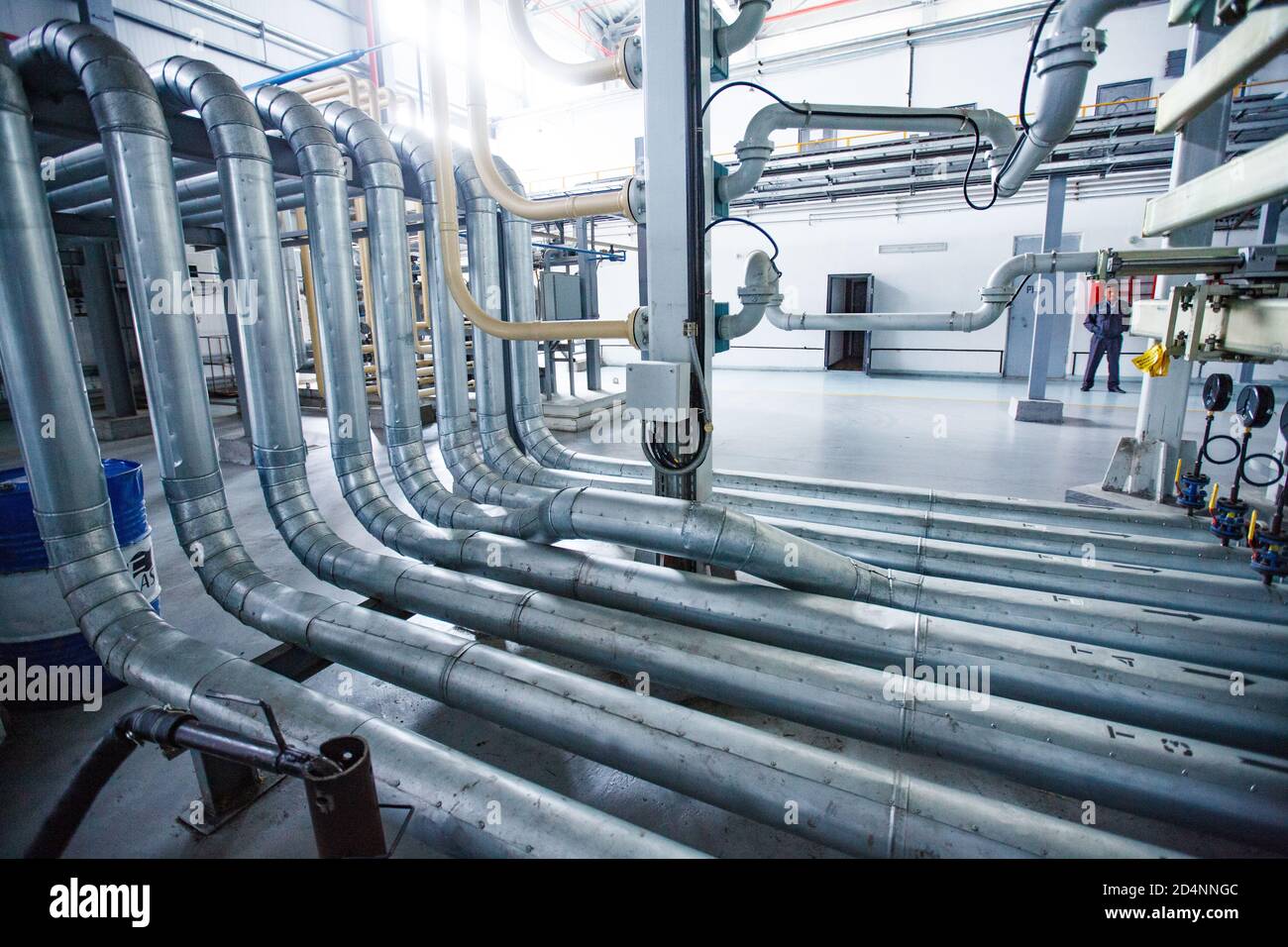 Motor oil modern production plant. Pipes for production transportation ...