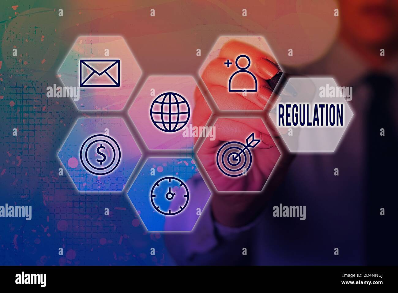 Conceptual hand writing showing Regulation. Concept meaning the ...