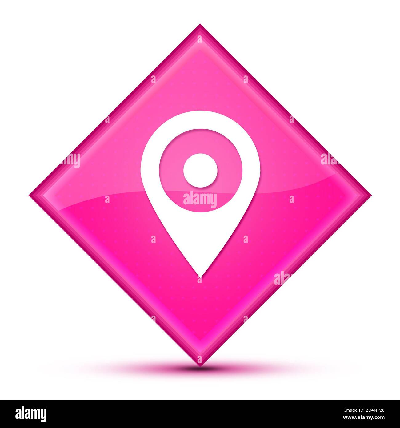 Location pin icon isolated on luxurious wavy pink diamond button ...