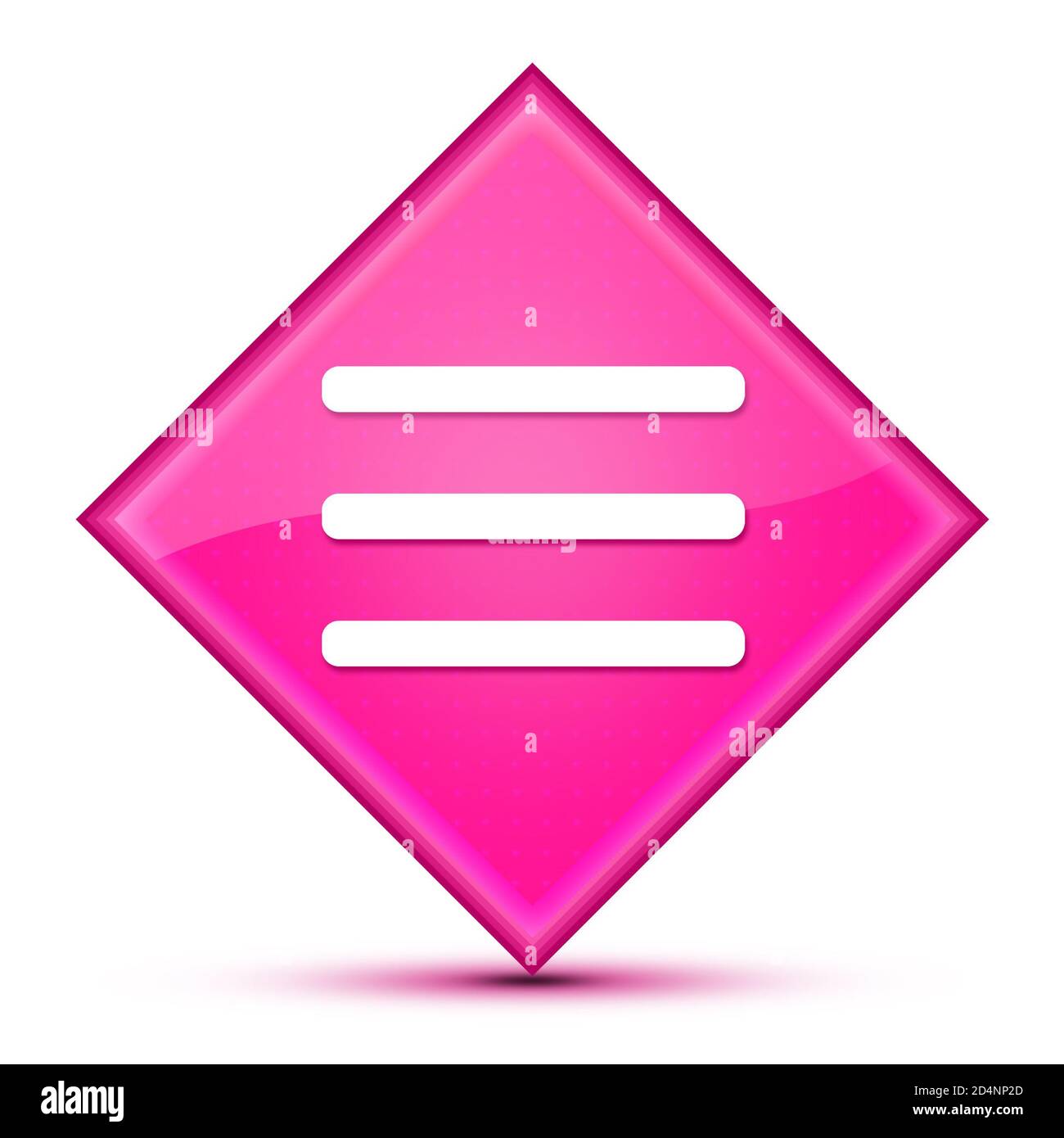 Hamburger menu bar icon isolated on luxurious wavy pink diamond button ...