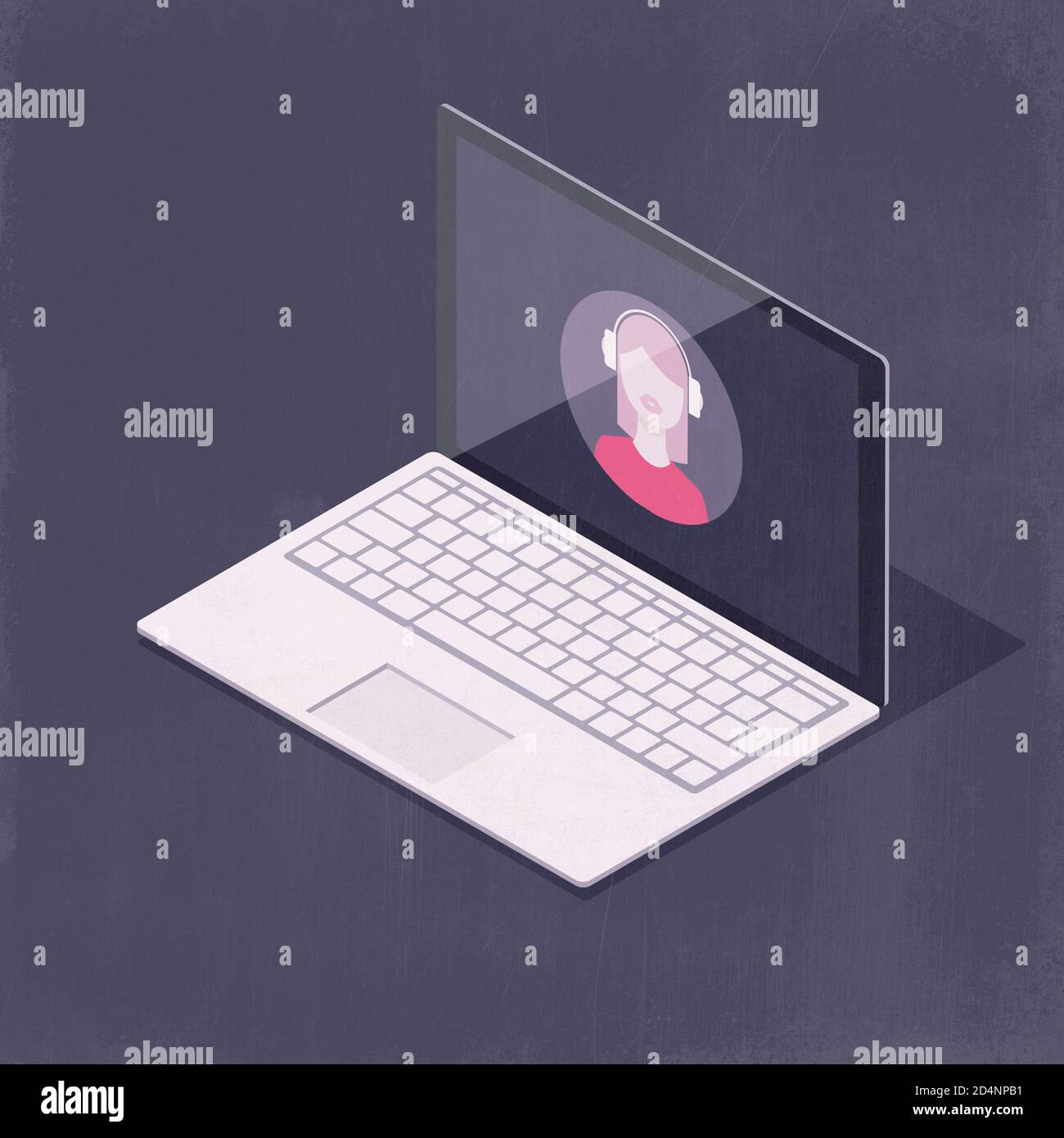 Isometric laptop with user avatar, technology concept, 3D illustration ...