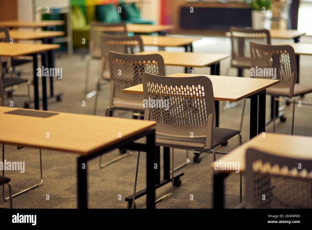 Open space office interior. Empty classroom or conference room with ...