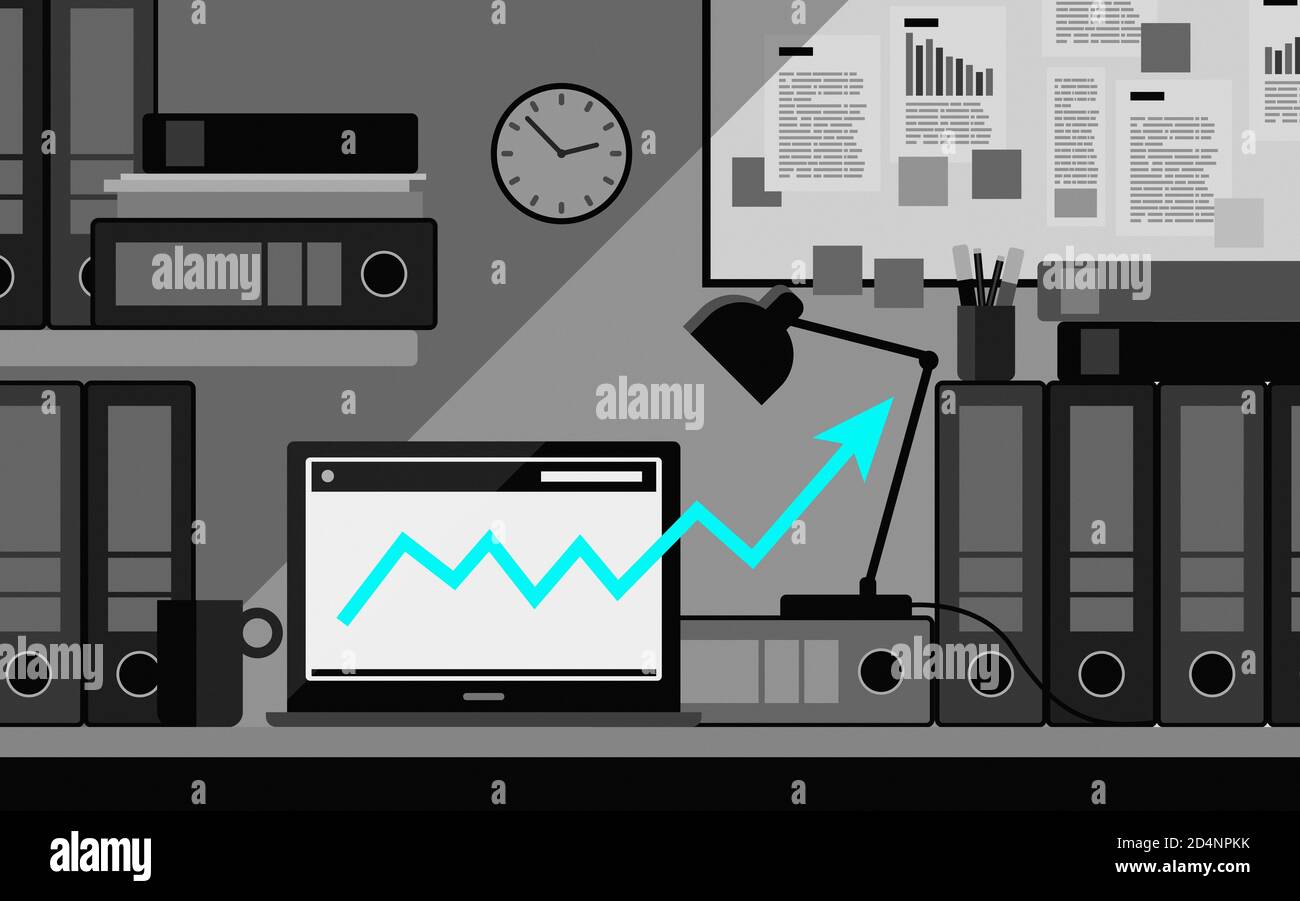 Positive financial chart on a laptop, successful business concept Stock ...
