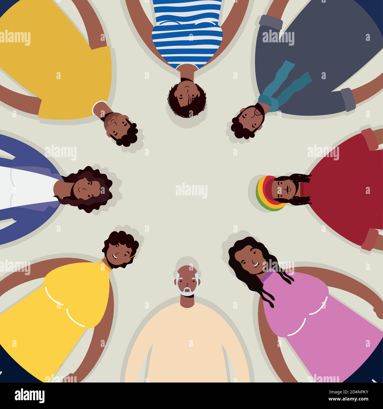 group of afro people characters around vector illustration design Stock ...