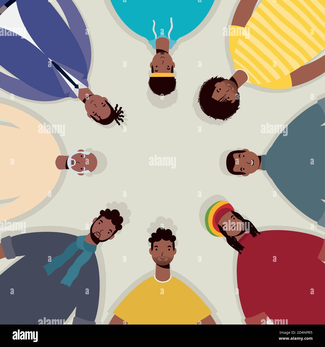 group of afro men characters around vector illustration design Stock ...