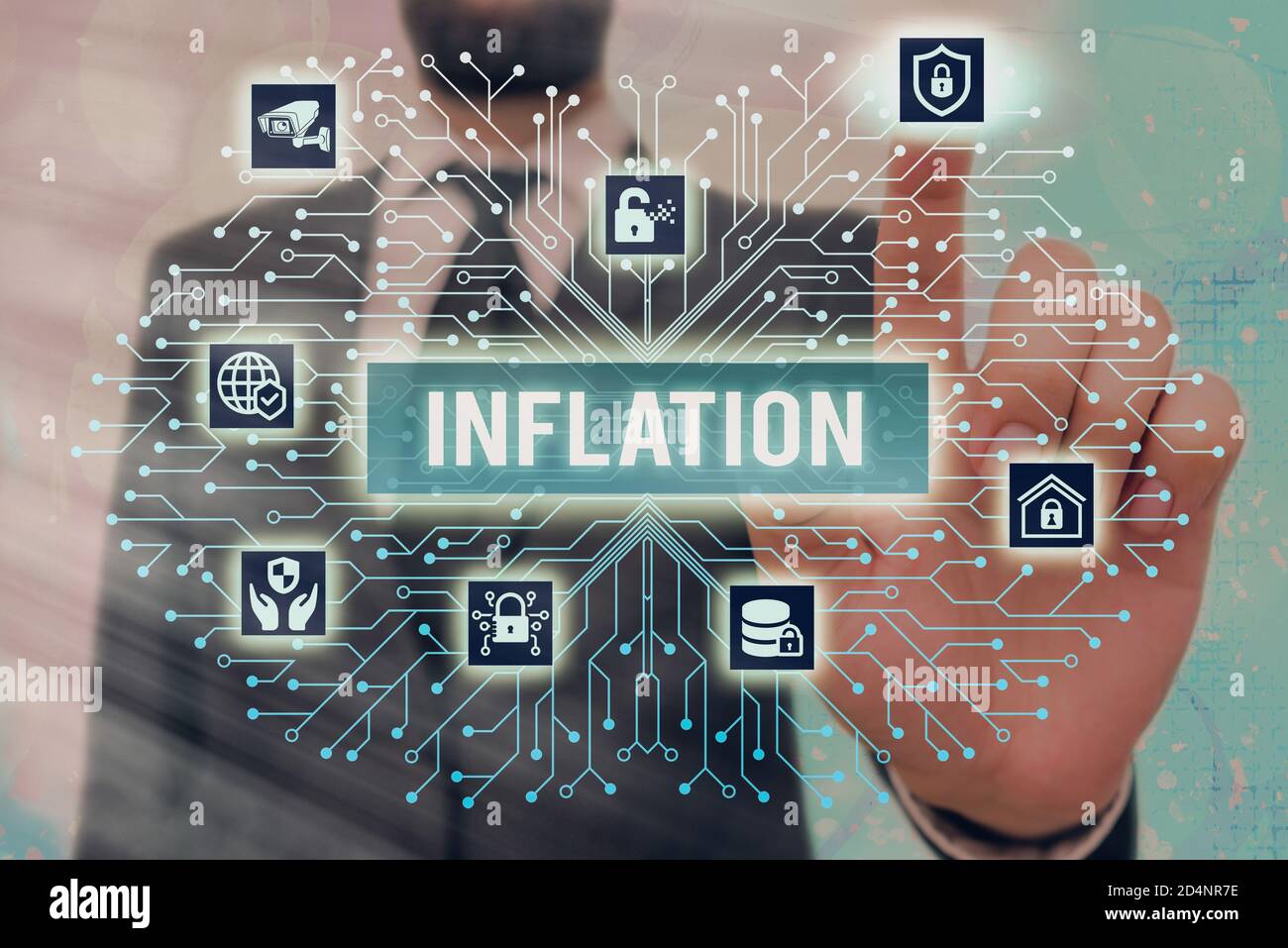 Writing note showing Inflation. Business concept for increase in the ...