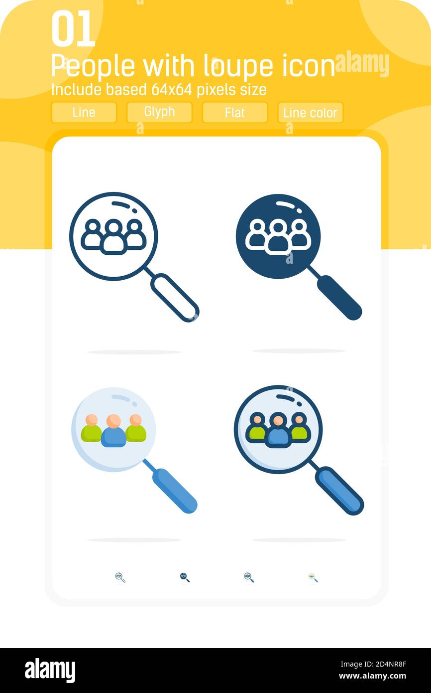 Group of people under magnifying glass premiun icon with multiple style ...