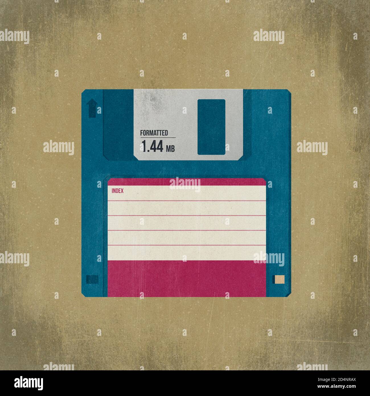 Vintage floppy disk illustration with blank label. 3D illustration ...