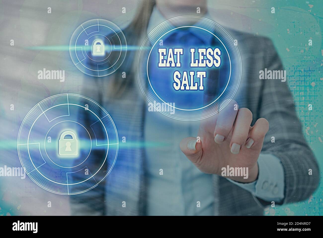 Text sign showing Eat Less Salt. Business photo showcasing reducing the ...