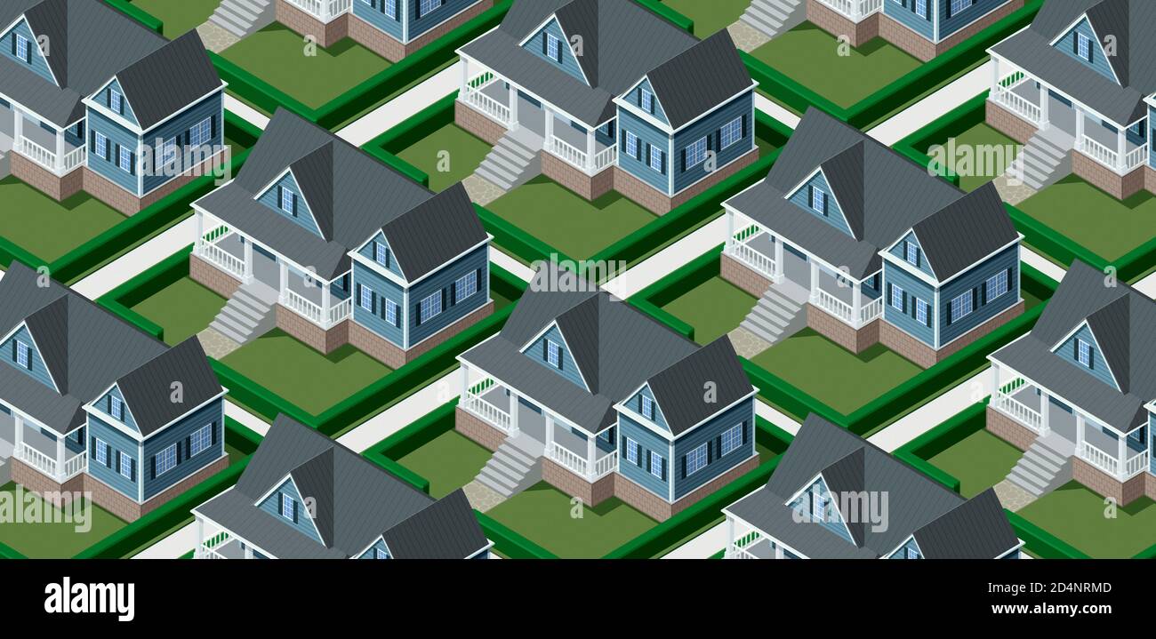 Real estate background with isometric luxury houses repeated, 3D ...