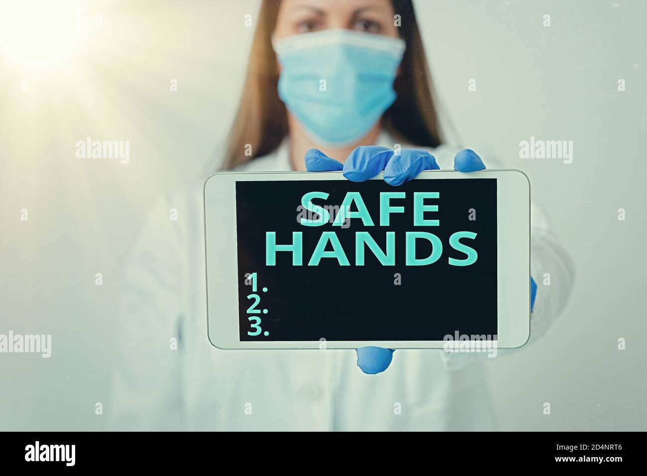 Writing note showing Safe Hands. Business concept for Ensuring the ...