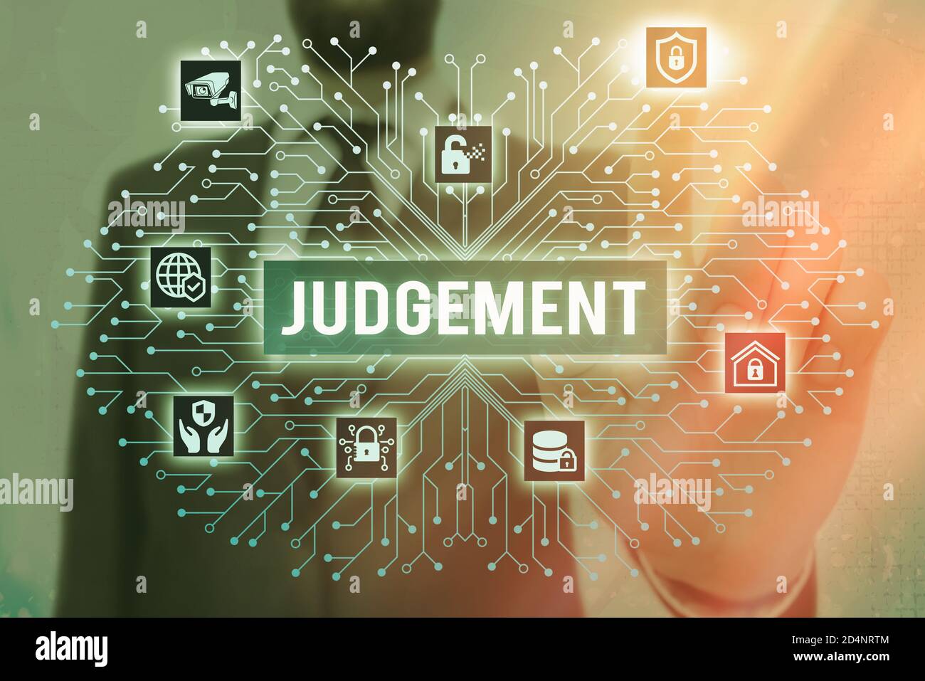Writing note showing Judgement. Business concept for process of forming ...
