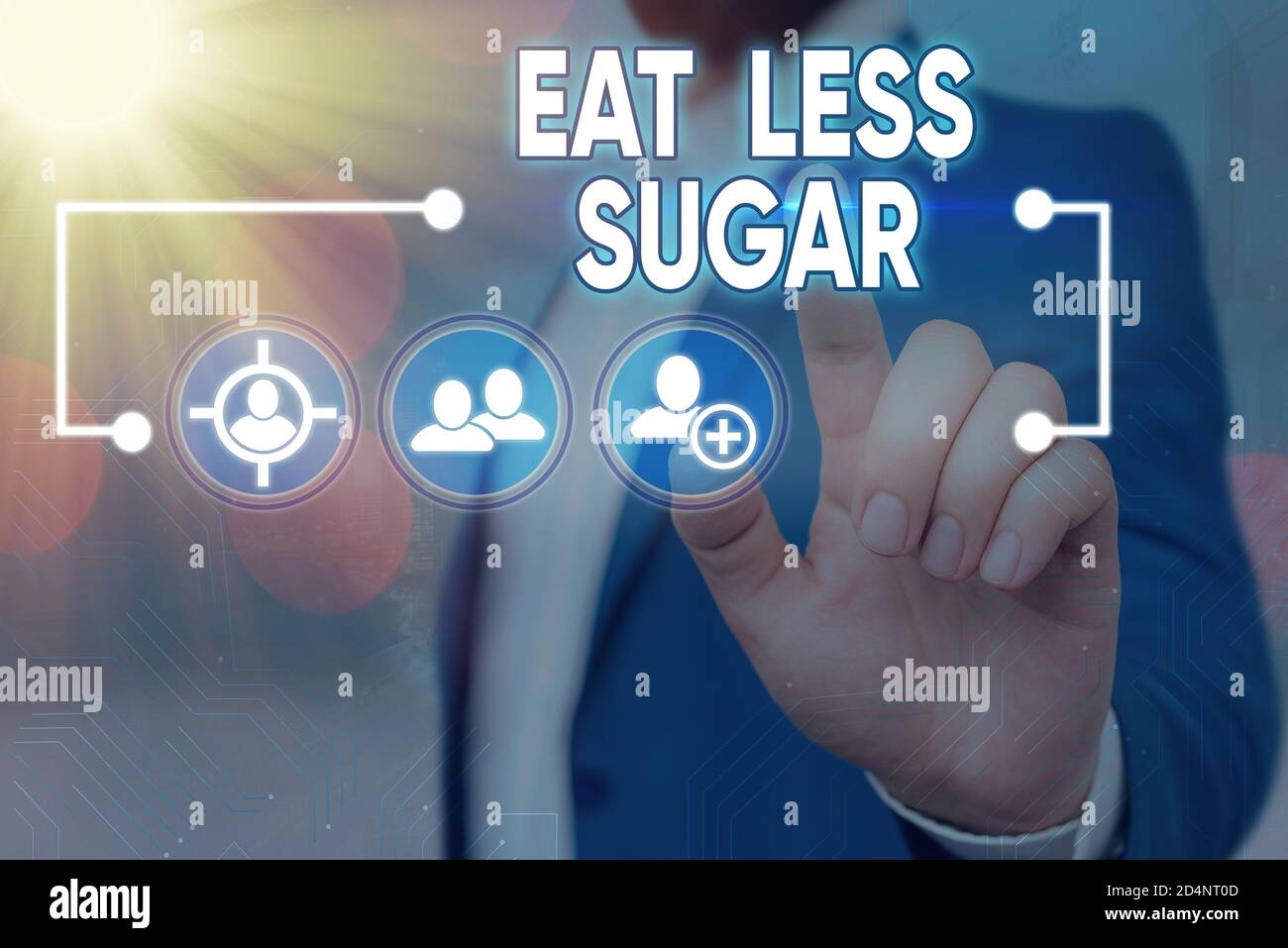 Handwriting text writing Eat Less Sugar. Conceptual photo reducing ...