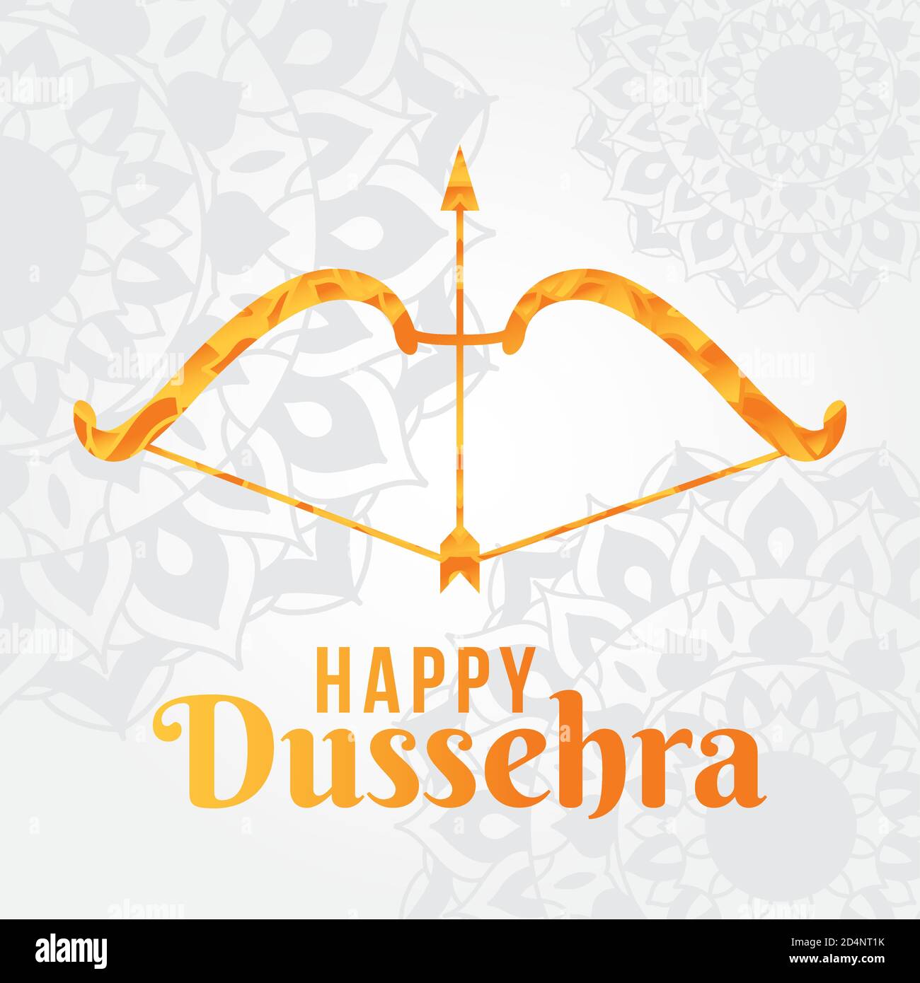 Happy Dussehra And Bow With Arrow Design Indian Festival Theme Vector