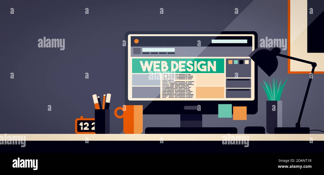 Web designer work desktop and computer with website wireframe project ...