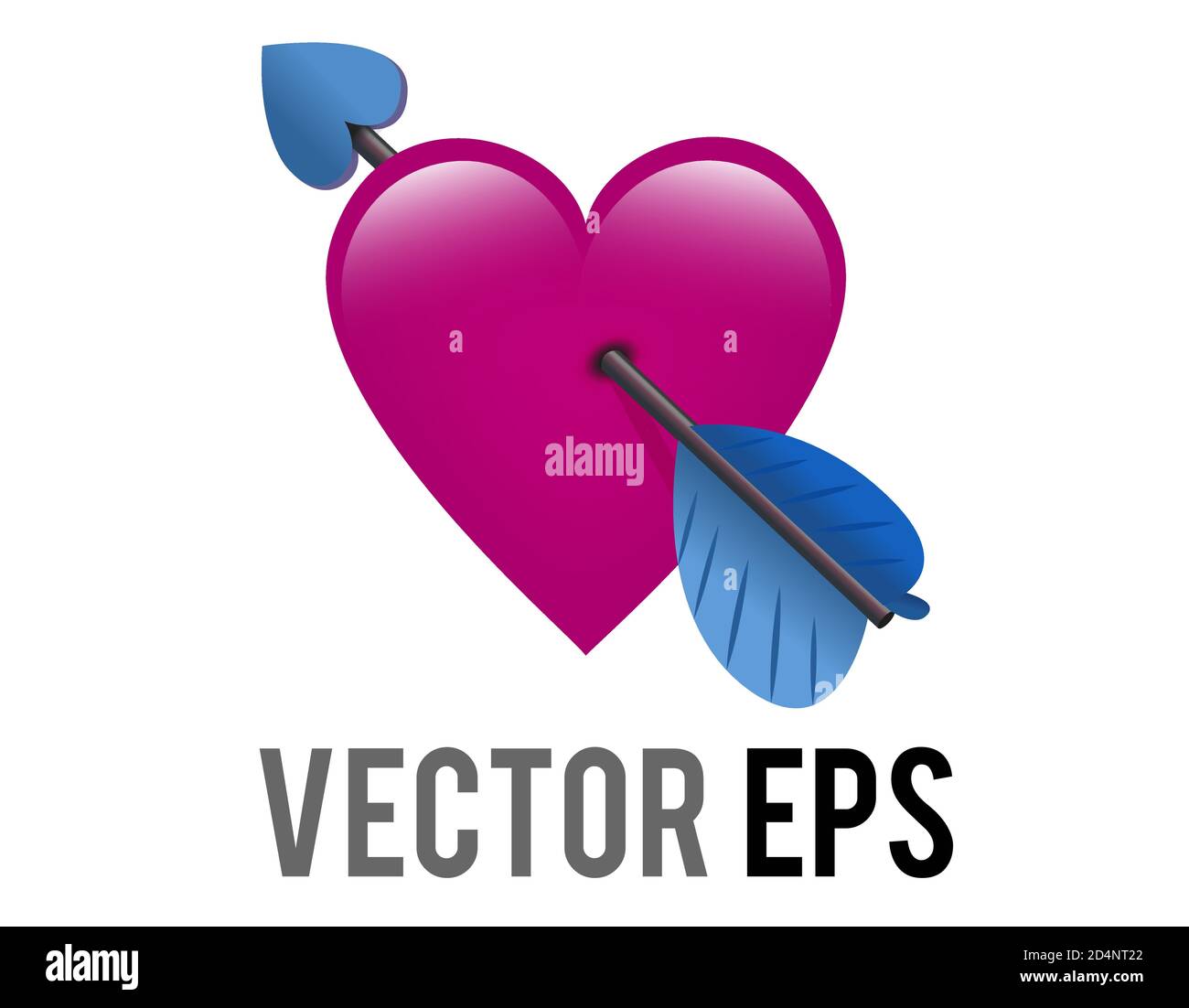 The isolated vector shocking pink heart icon with love cupid arrow ...