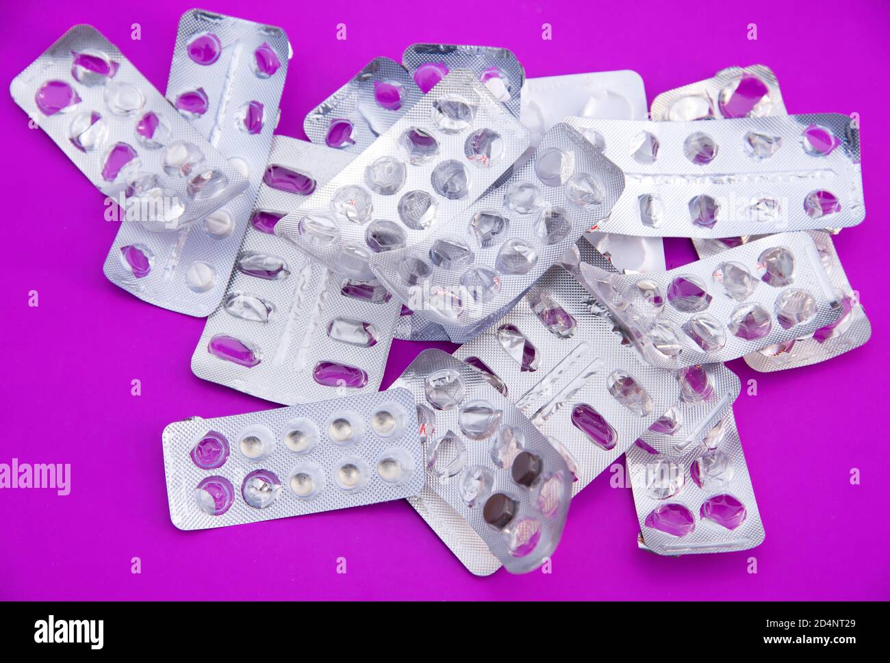 Many plastic pharmaceutical packaging for tablets and medicines drugs ...