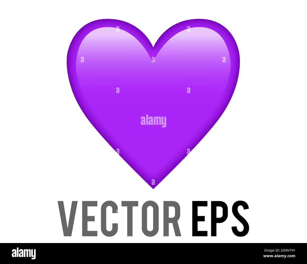 The isolated vector classic love gradient purple glossy heart icon ...
