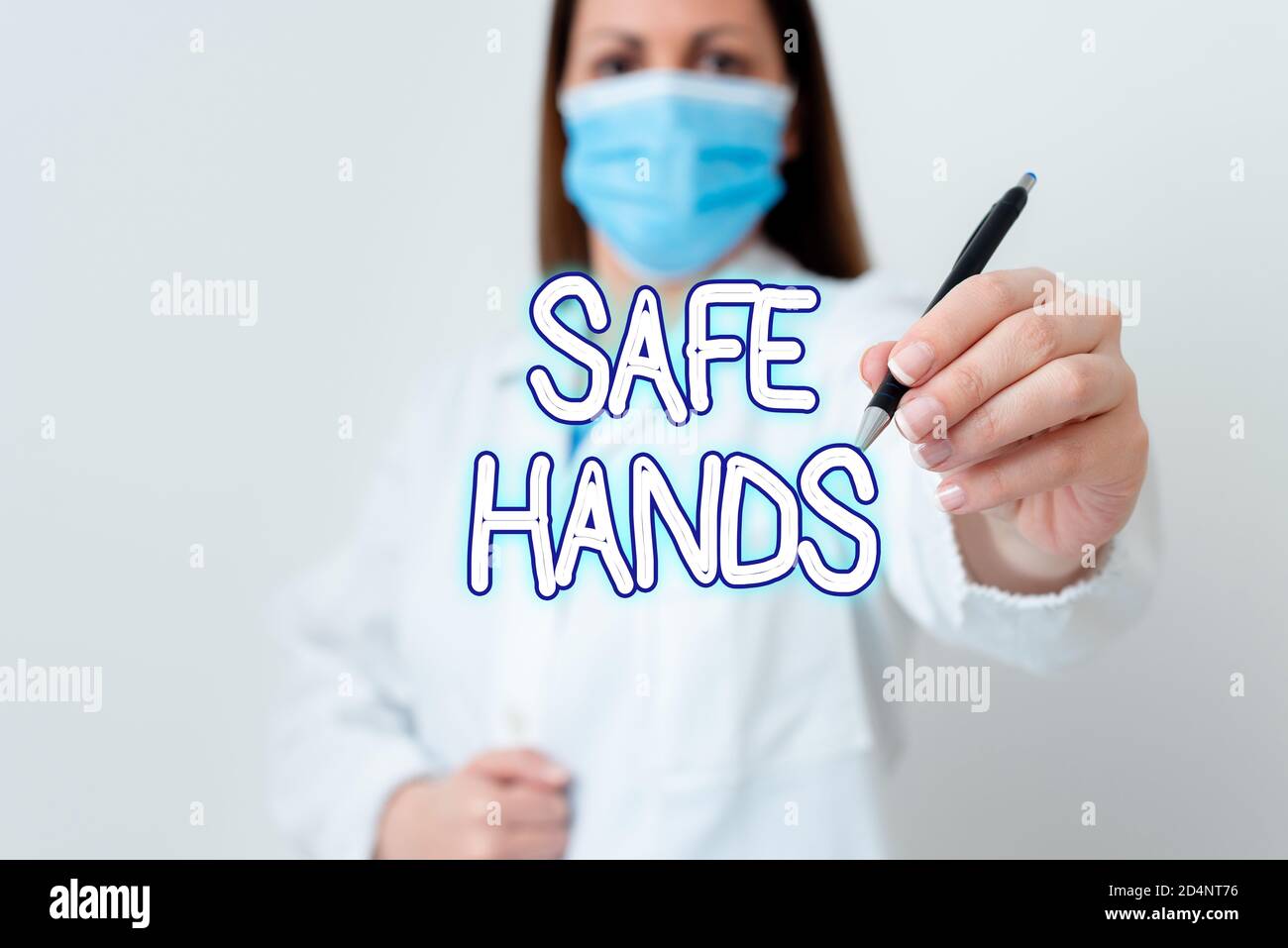 Conceptual hand writing showing Safe Hands. Concept meaning Ensuring ...